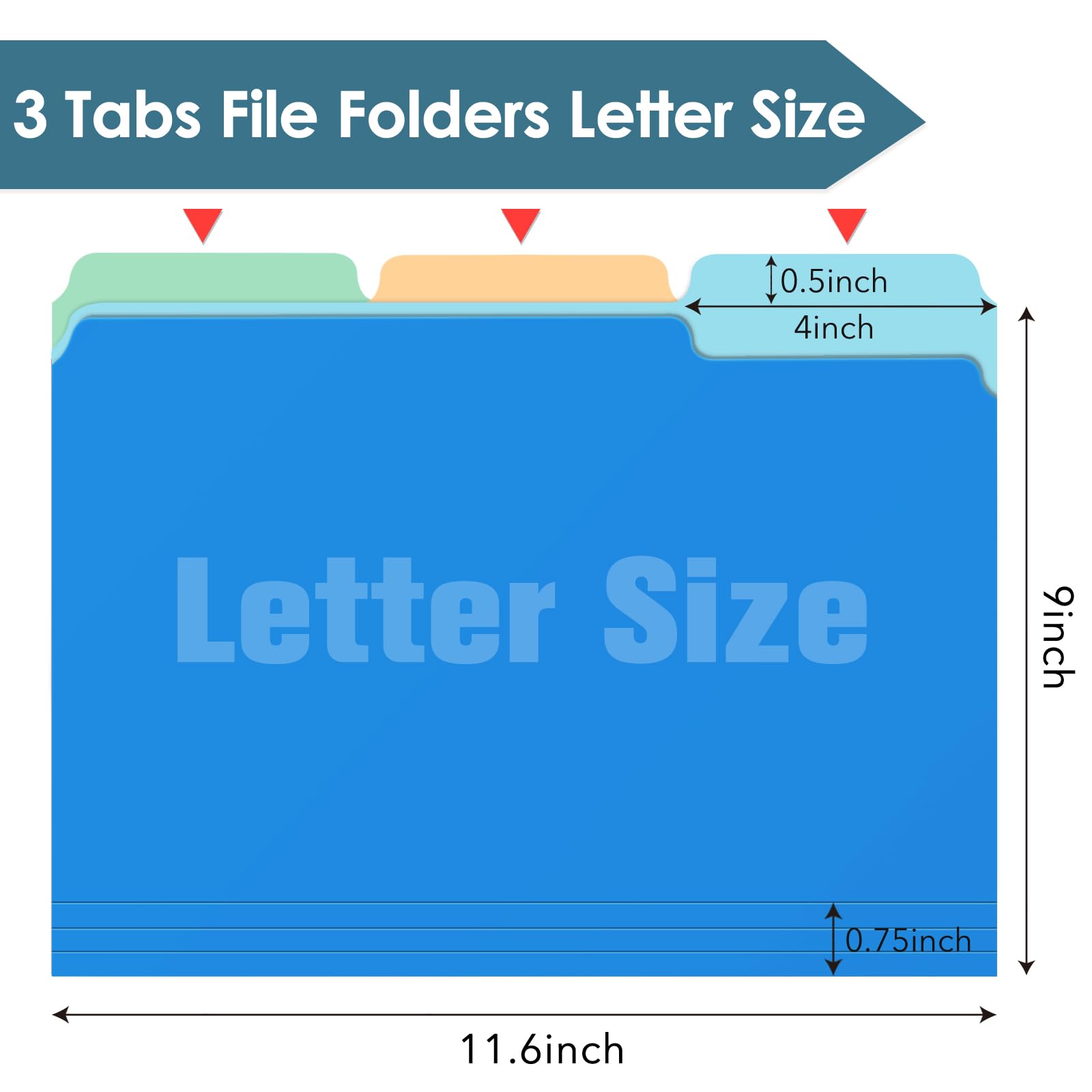 Snapklik.com : 120 Pack Two Tone Color File Folders 8.5 X 11 Inch, 1/3 ...