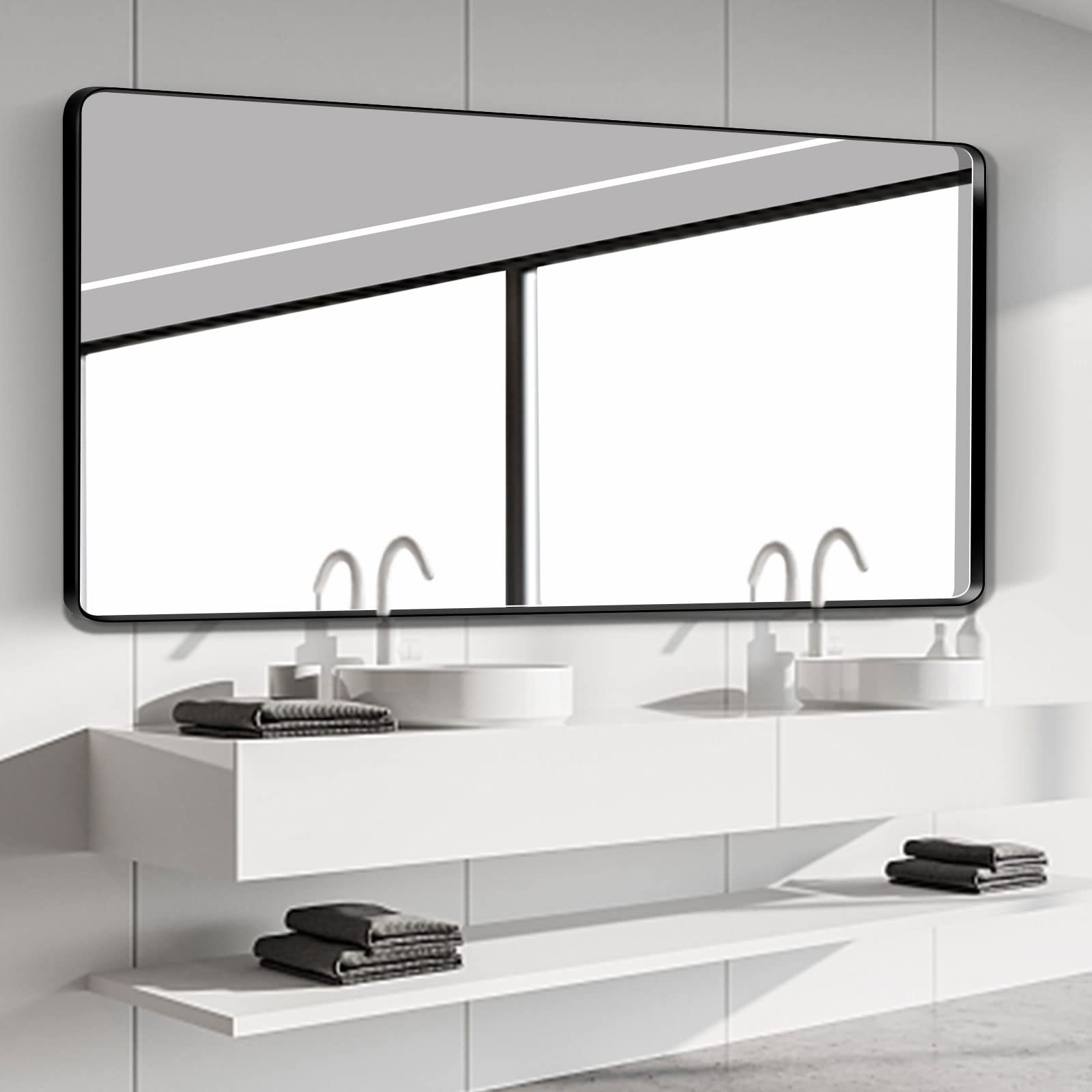 Bathroom Mirror - 72x36 Inch Bathroom Mirror,Modern Rounded Rectangle ...