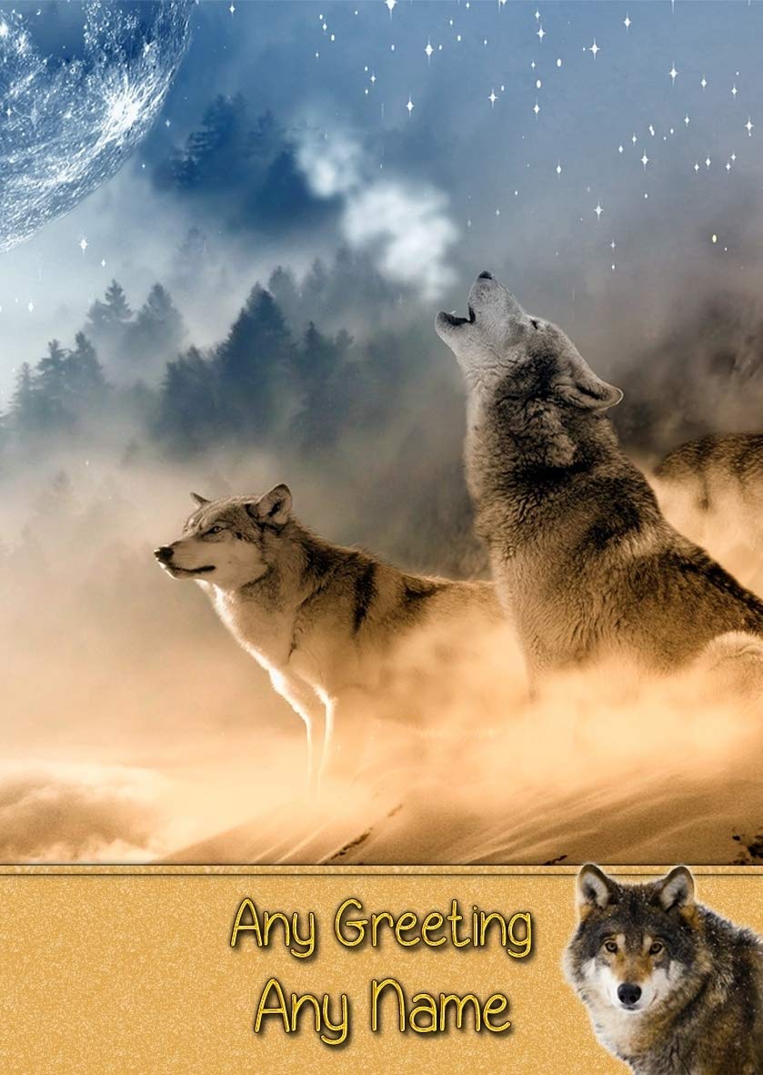 Personalised Wolf Greeting Card (Birthday, Christmas, Any Occasion ...
