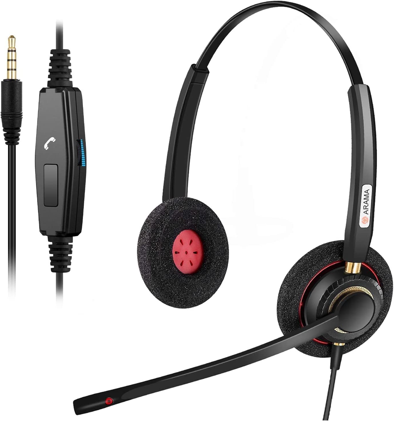 Arama 3.5mm Mobile Phone Headset with Microphone, Noise Cancelling Mic ...