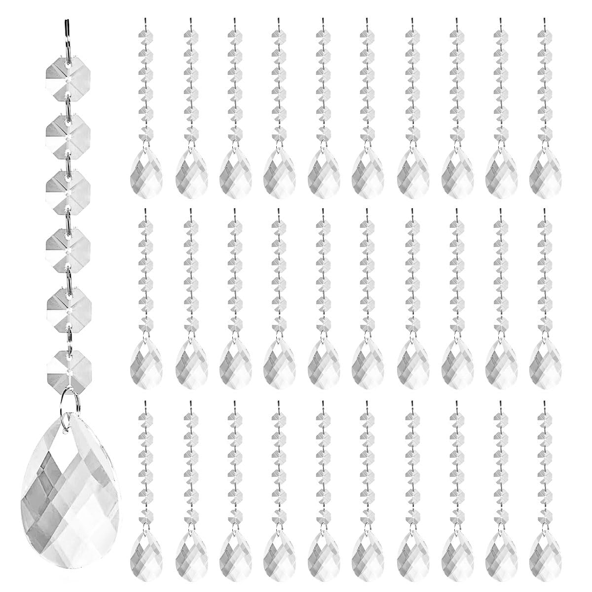 Amazon.com: 50 Pack Hanging Crystals - Clear Acrylic Prisms Pendant ...