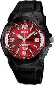Amazon.com: Casio MW600F Series | Men’s Analog Watch | Black/Red | 100M ...