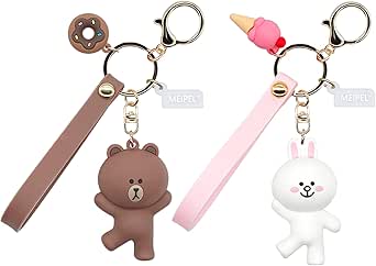 MEIPEL Cute Kawaii Brown Keychain Accessories Cartoon Anime Cony Sally ...