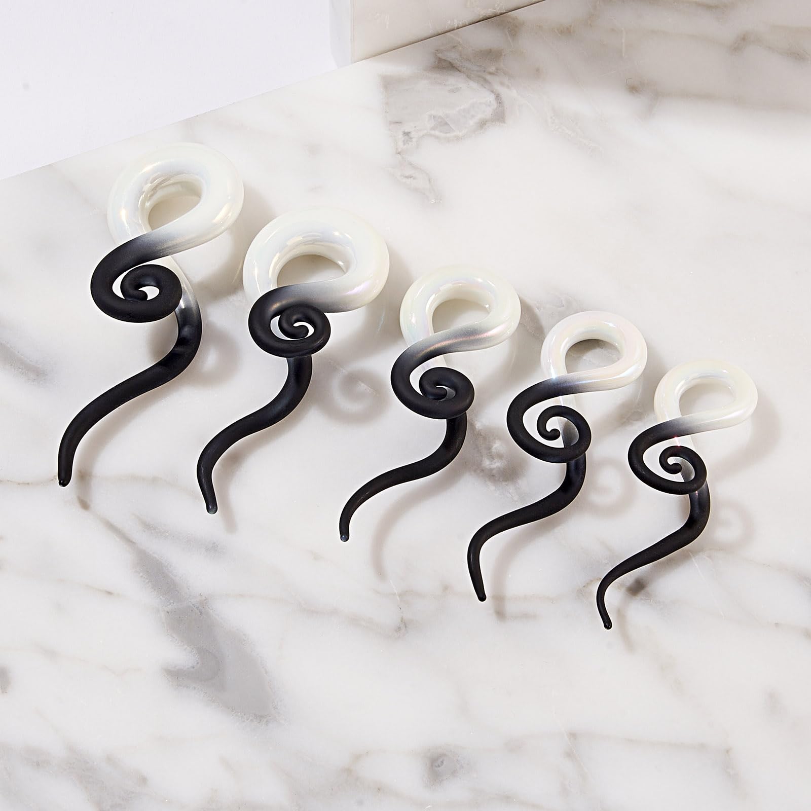 Snapklik.com : 2PC Glass Ear Tapers Plugs 2G 6mm Spiral Gauges Piercing ...