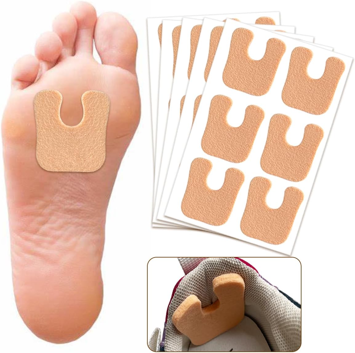 Amazon.com: 24-Pack U-Shaped Felt Callus Pads, 1/8” Thick, Effective ...