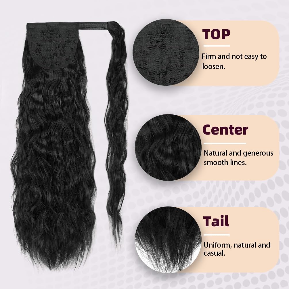 Snapklik.com : 22 Inch Corn Wave Ponytail Extension Wrap Around Pony ...