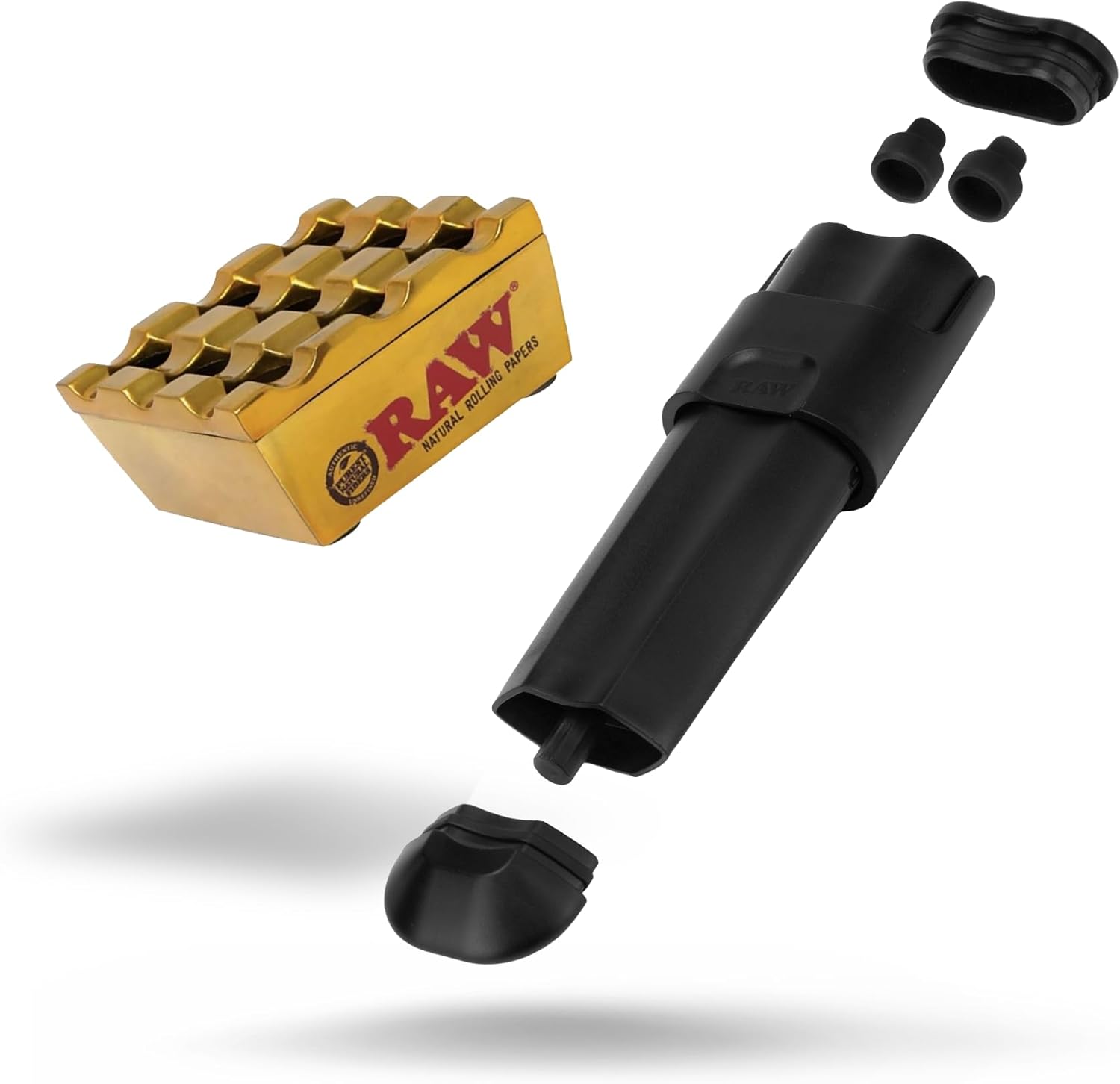 Amazon.com: RAW Double Shot 2 Cone Filler + RAW Metal Ashtray - Gold ...