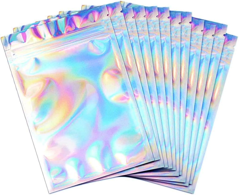 Amazon.com: Holographic Bags for Small Business,Mylar Bags with Ziplock ...