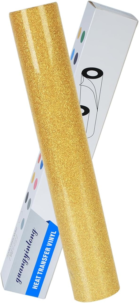 Amazon.com: Guangyintong Heat Transfer Vinyl Glitter Gold HTV Rolls, 12 ...