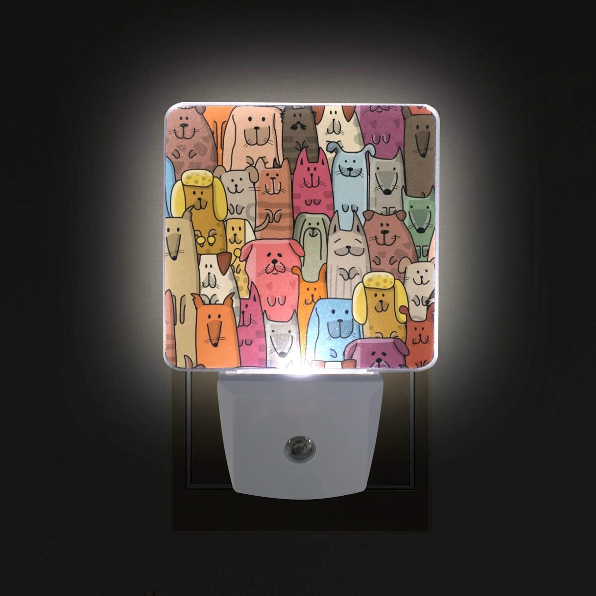Cute Dogs LED Night Lights with Auto Dusk to Dawn Sensor, Plug-in Warm ...