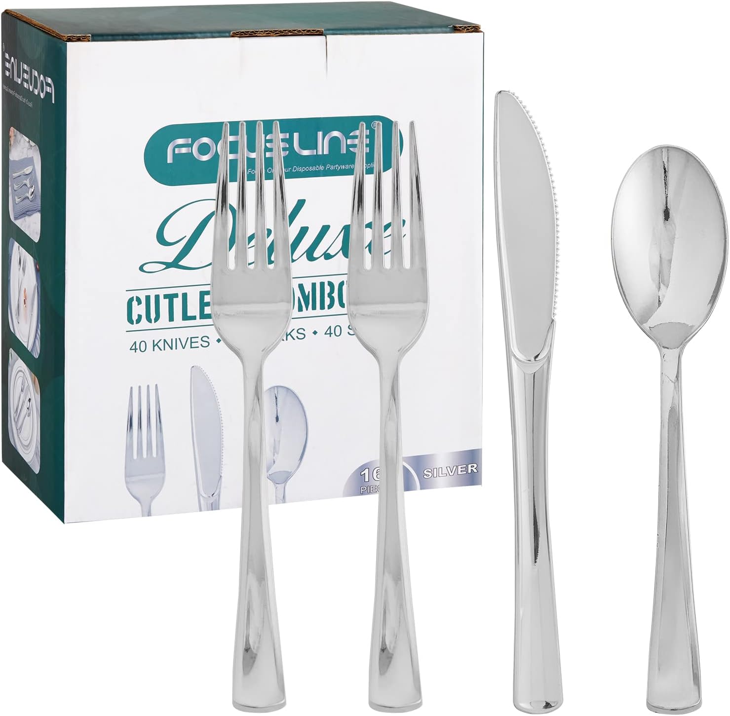 Amazon.com: Plastic Cutlery Silverware Heavyweight Disposable Flatware ...