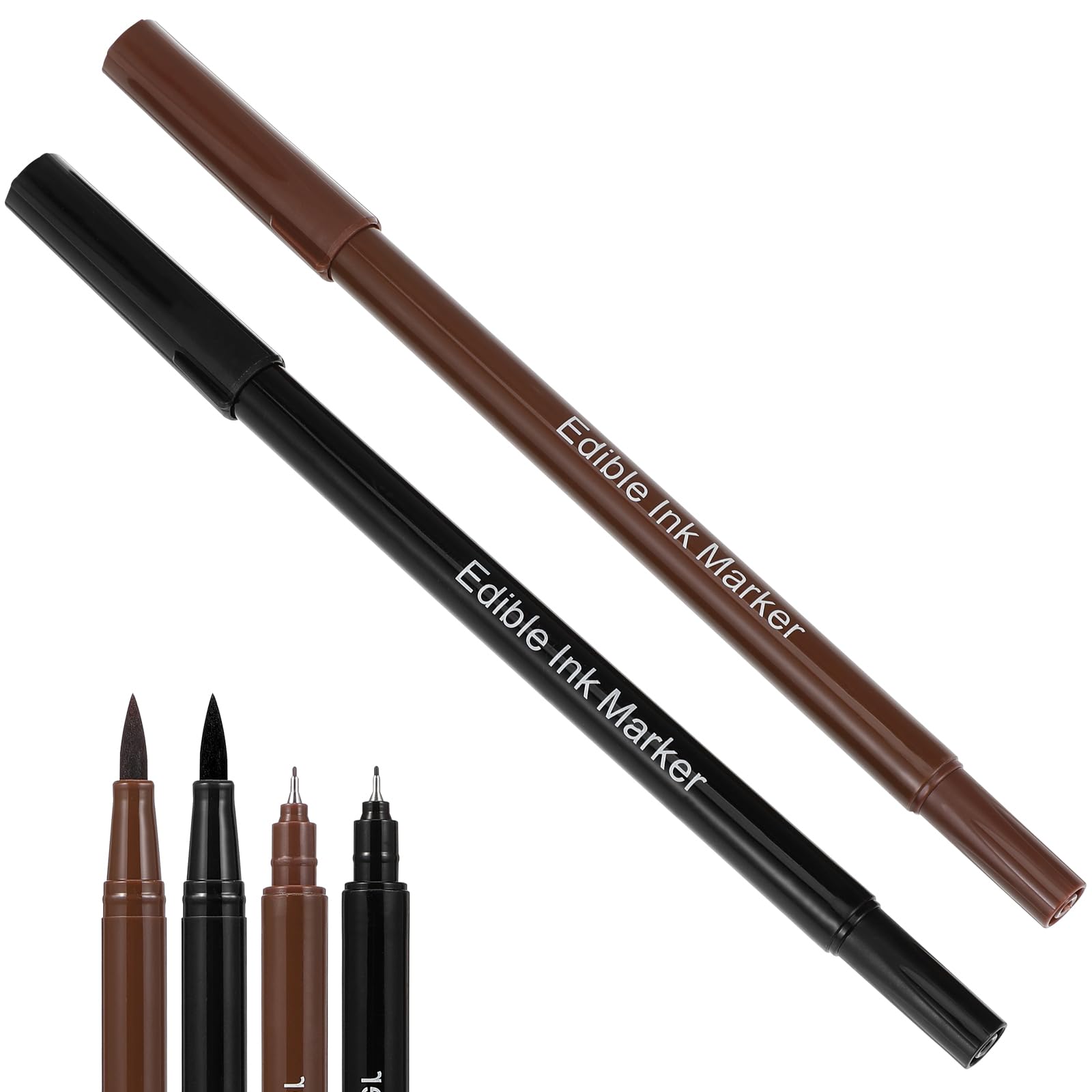 Amazon.com : Black and Brown Edible Markers: 2pcs Dual Head Edible ...