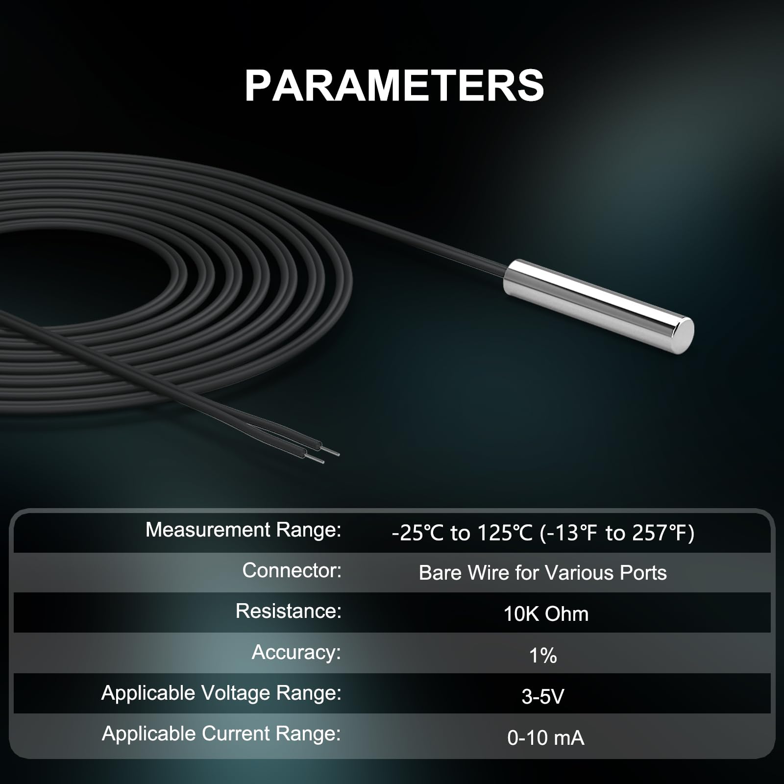 Snapklik.com : 10K Temperature Sensor Probe 5pcs, 1 Meter Waterproof ...