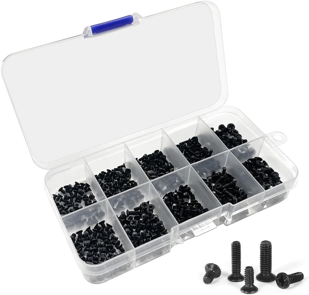 Zmbroll 1440 Pcs Black Laptop Notebook Computer Screws M1.2 M1.4 M1.7 ...