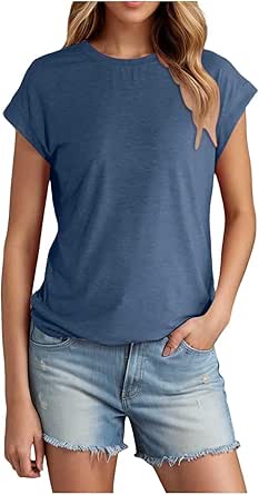 Haut basique d'été 2025 pour femme - Col rond - Coupe ample - Style ...