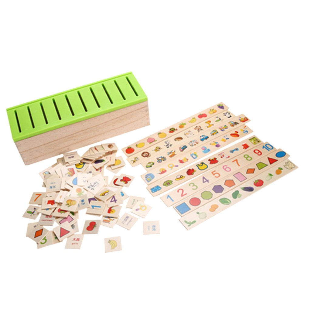 Wooden Classification Toy Box Montessori Kids Pattern Matching Classify ...