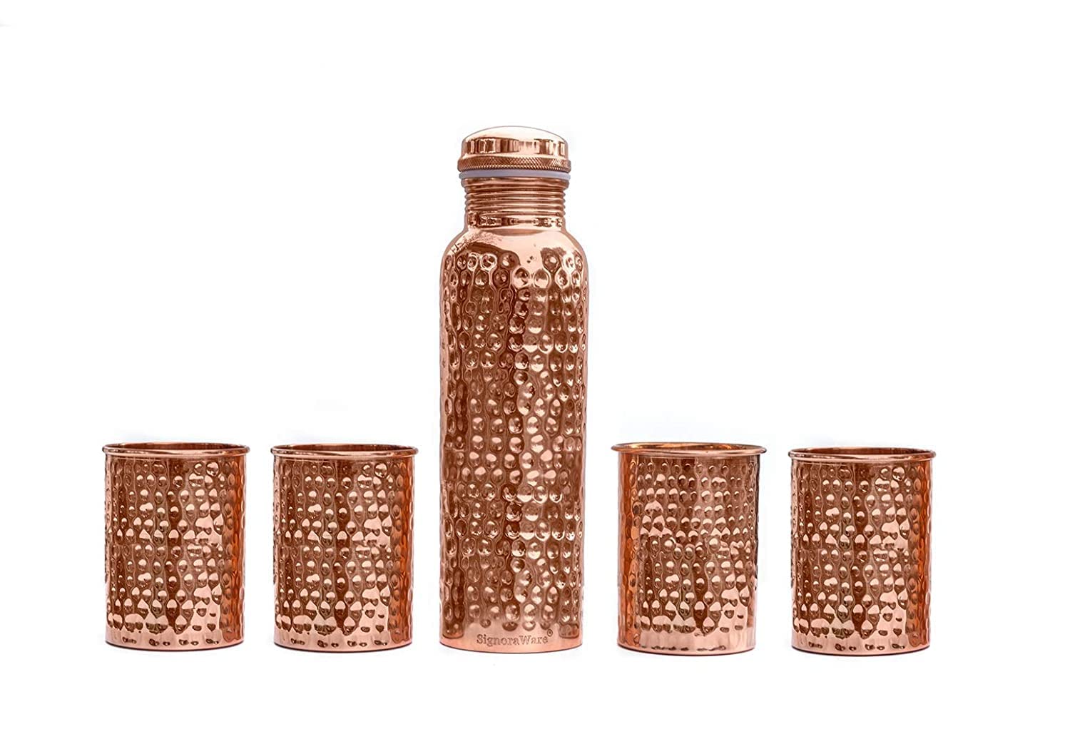 Signoraware Copper Bottle with 4 Glasses (900 Ml Bottle + 4 Glass 275 ...