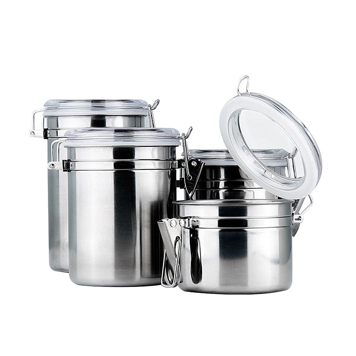 Amazon.com: QRZLP Set of 4 Stainless Steel Canisters, Airtight Food ...