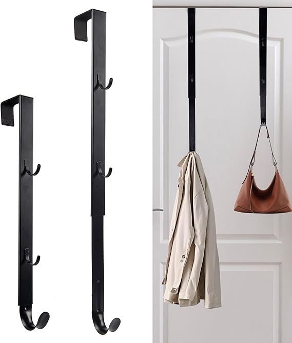 Pack of 2 Adjustable Door Hooks for Hanging, Black Door Hooks, Interior ...