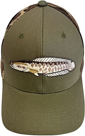 Snakehead Fish HAT Embroidered Olive Green & Brown Camo One Size fits ...