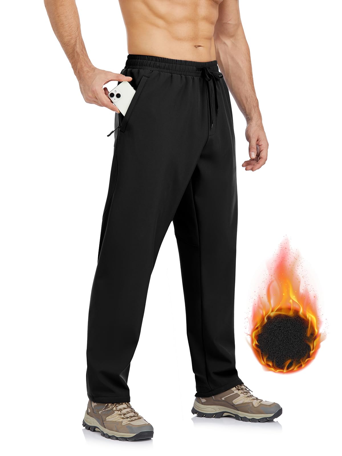 BondiTrekk Men's Fleece Lined Jogger Winter Athletic Workout Warm Pants ...