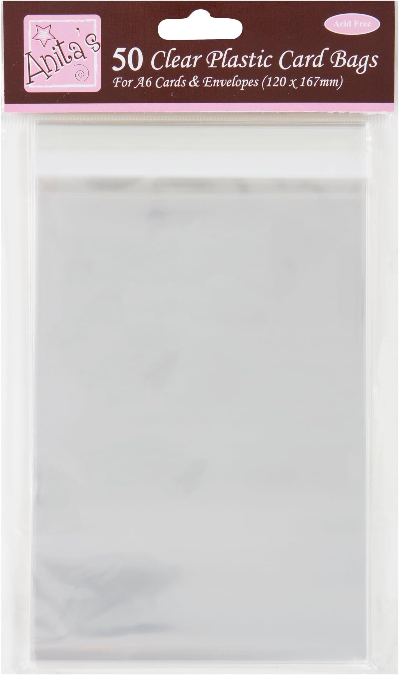 Anita's Card Bag, A6, Clear, Pack Of 50, Plastic Bag, Card Protection ...