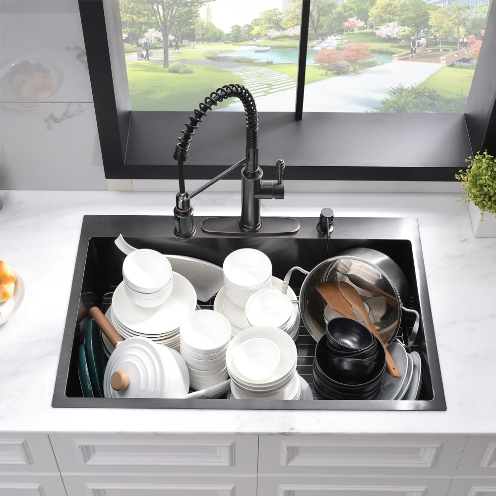 Snapklik.com : 33 Inch Drop In Kitchen Sink Black - 3322 Topmount Sink ...