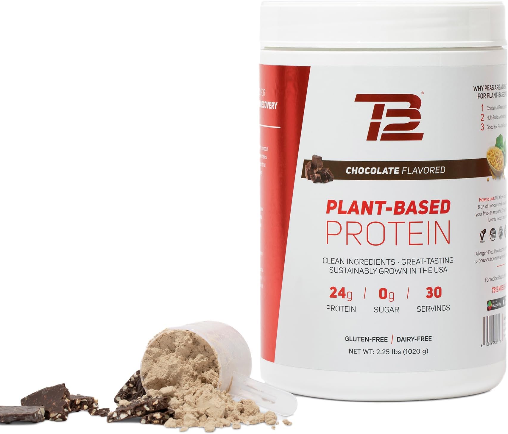 Amazon.com: TB12 Plant Based Protein Powder by Tom Brady, 24g of Vegan ...