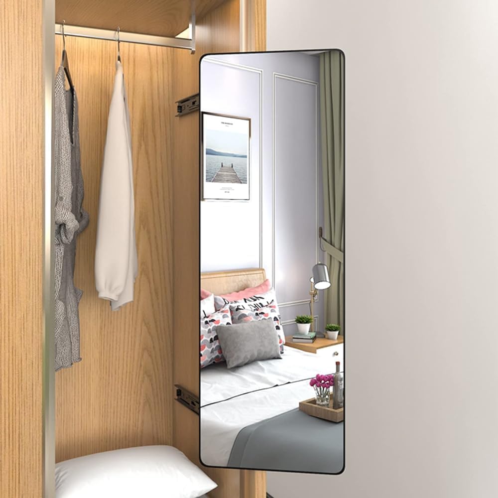 Amazon.com: Full-Length Mirror Closet with Push-Pull Retractable Design ...
