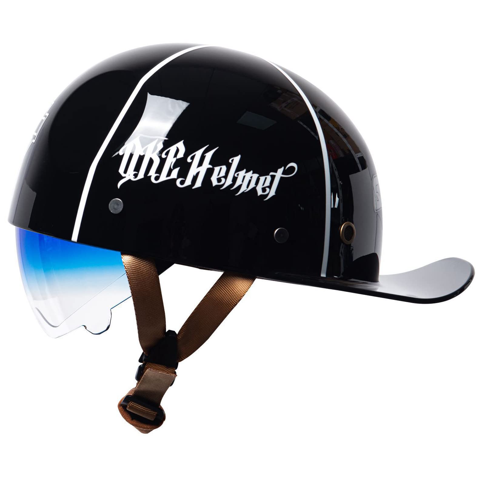 Baseball Cap Motorcycle Half Helmet, Fashion Vintage Street Adults Men ...