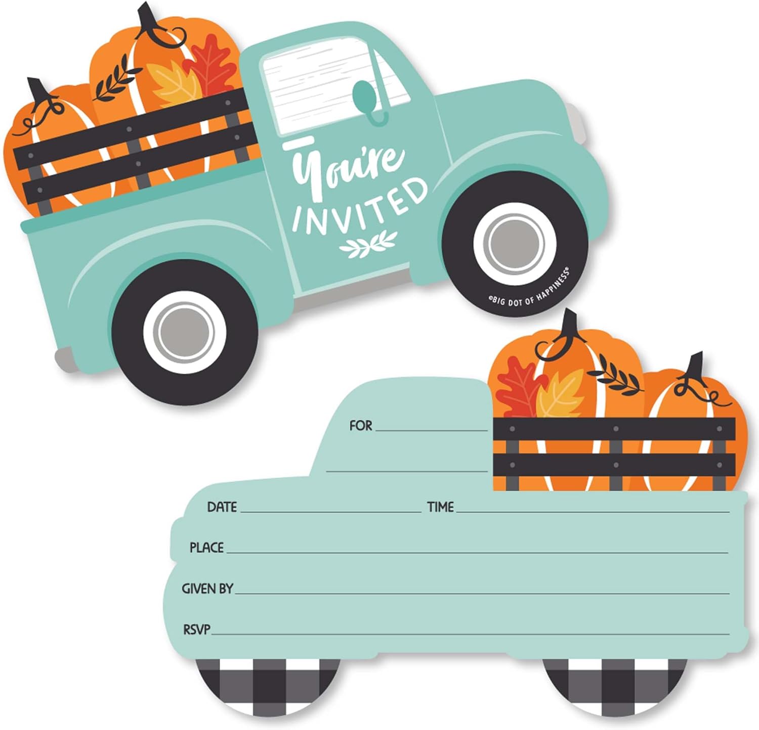 Amazon.com : Big Dot of Happiness Fall Truck - Thanksgiving Invitations ...