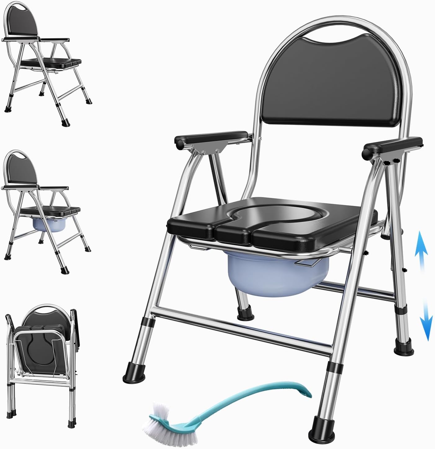 Amazon.com: 4 in 1 Folding Bedside Commode Chair for Elderly with Arms ...