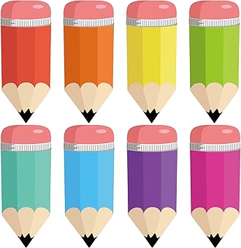 Amazon.com: 64 PCS Colorful Pencils Cutouts Pencil Name Tags Classroom ...
