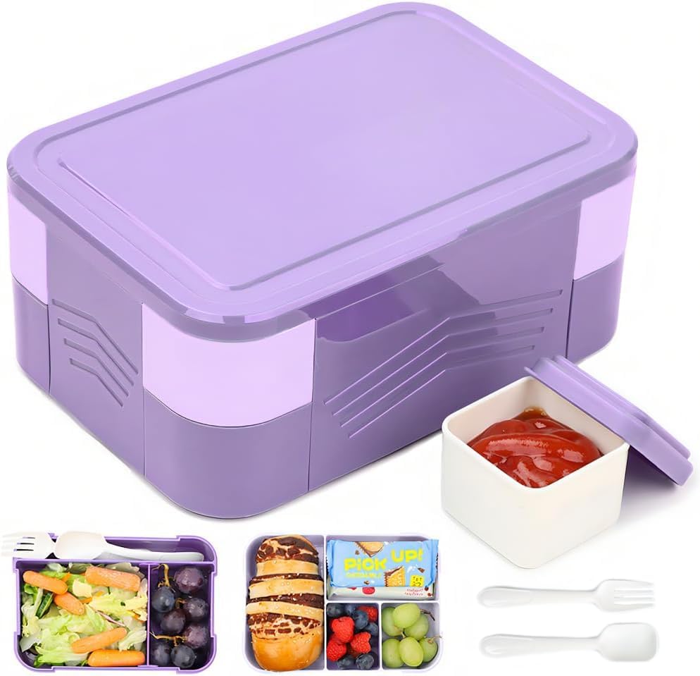 Bugucat Lunch Box 1450 ML, Double Stackable Bento Box Container Meal ...