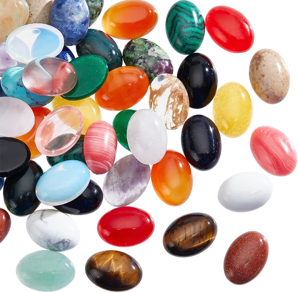 Amazon.com: 50 Pieces Oval Cabochon Flatback Crystals Bulk Mixed ...