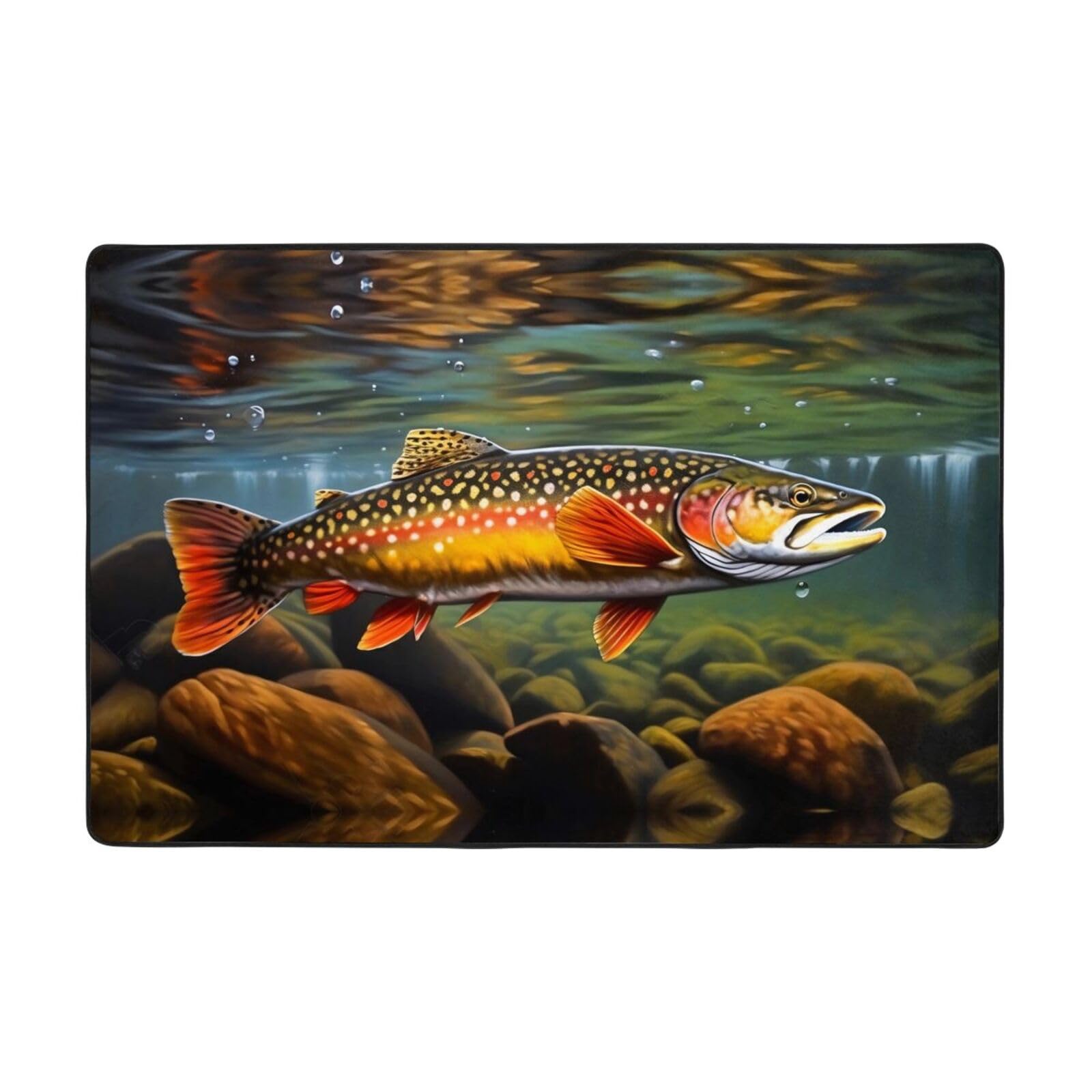 Amazon.com: Brook Trout Fly Fishing Print Area Carpet Non-Slip Rugs ...