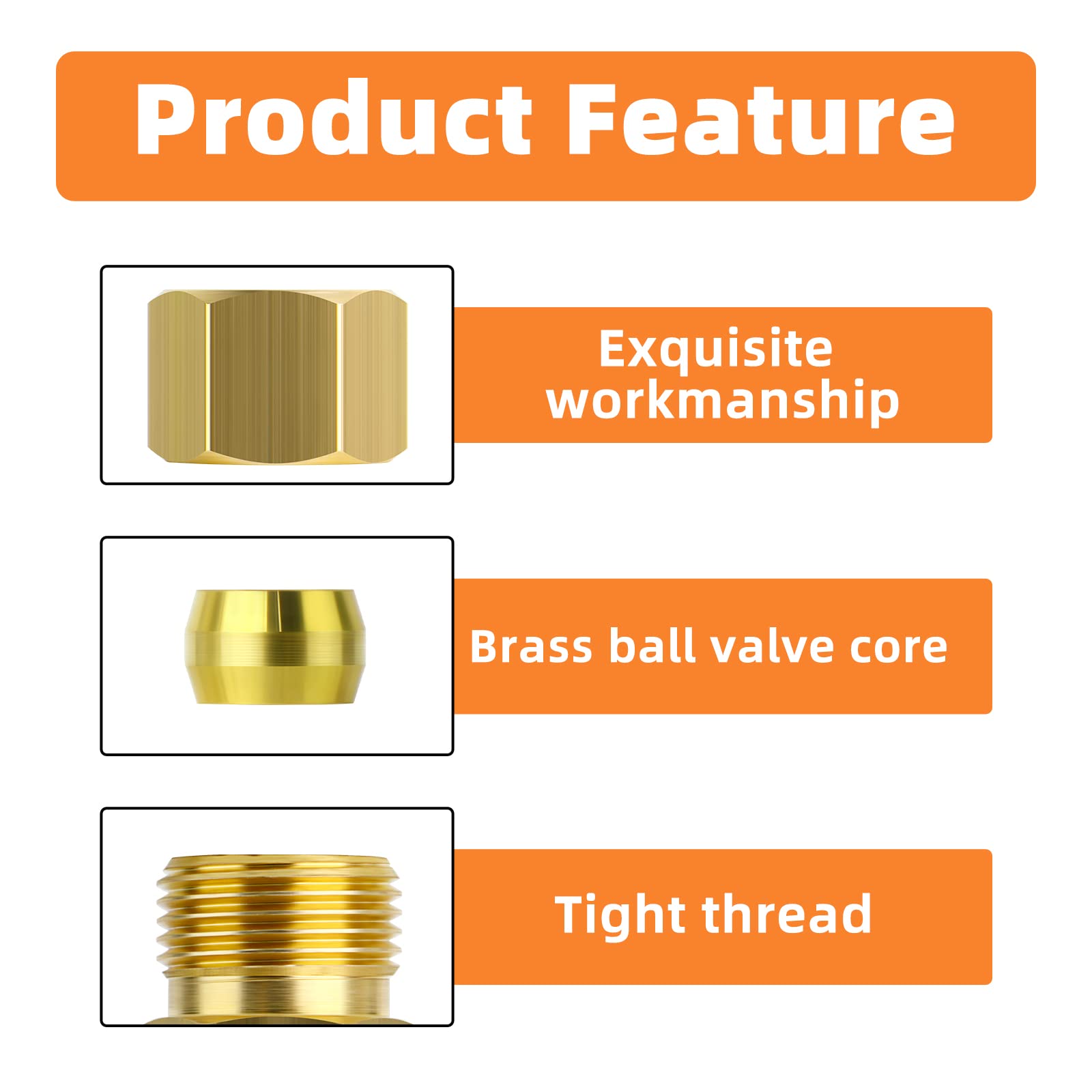 Snapklik.com : GASHER 10PCS Brass Compression Tube Pipe Fitting Connector