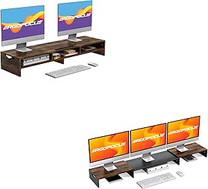 Amazon.com: ErgoFocus 2 Tiers Large Dual Monitor Riser + Triple Monitor ...