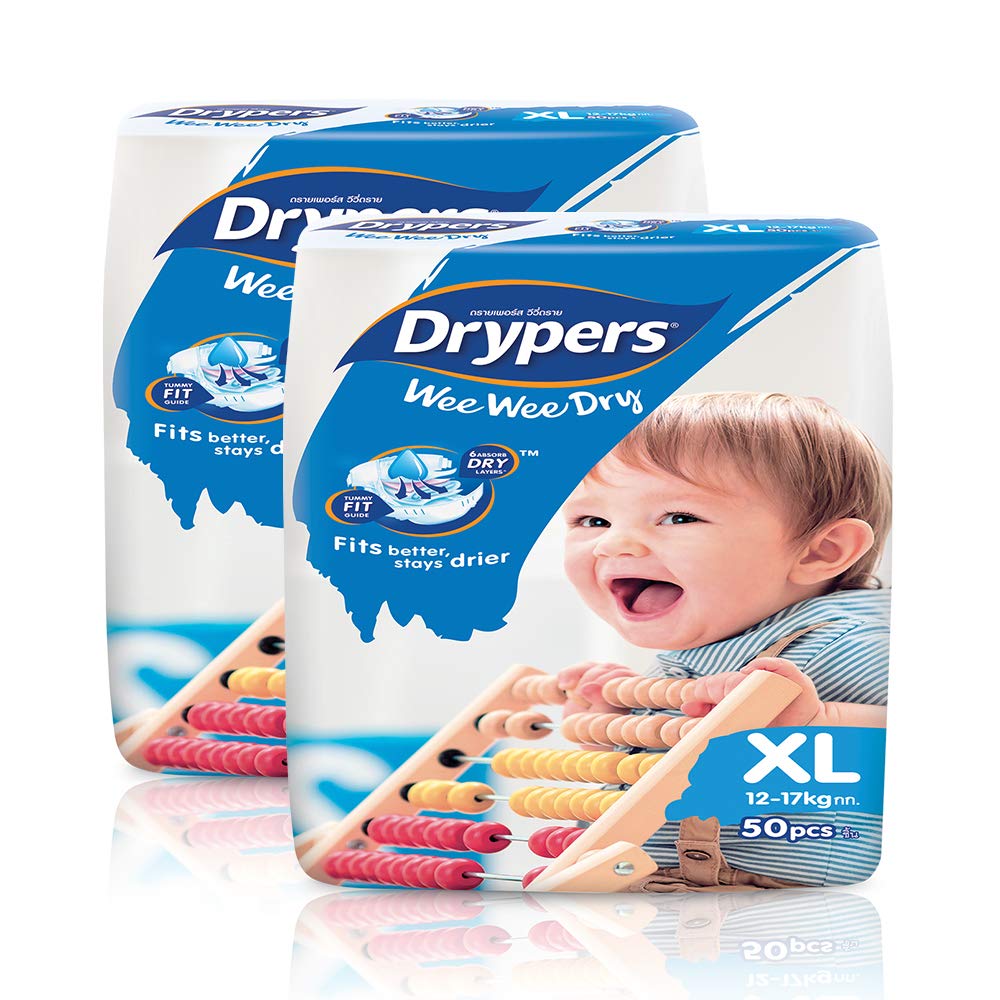 Drypers Wee Wee Dry X Large Sized Diapers, Combo Pack of 2, 50 Counts ...