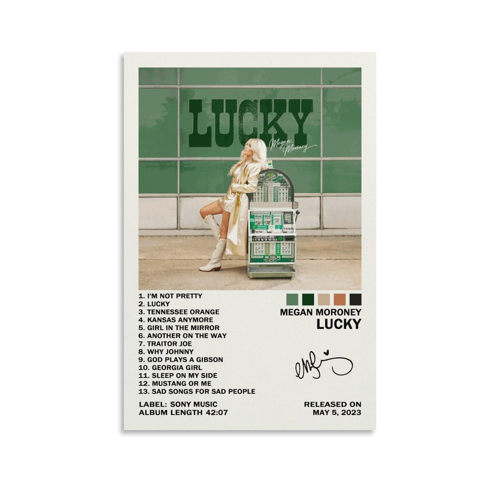 Amazon.com: NFJCHS Megan Moroney Lucky Poster Canvas Art Poster Bedroom ...