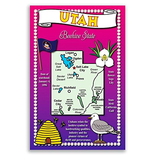 Amazon.com : UTAH STATE MAP postcard set of 20 identical postcards ...