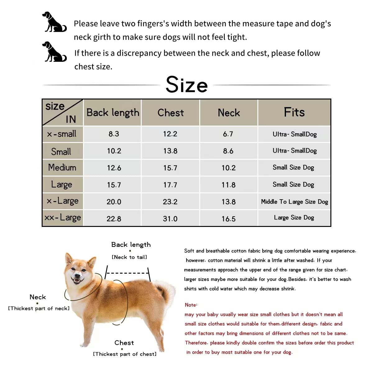 Shiba Inu Size Chart