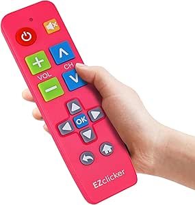 Amazon.com: EZclicker Big Button Universal TV Remote (Pink) Simple Easy ...