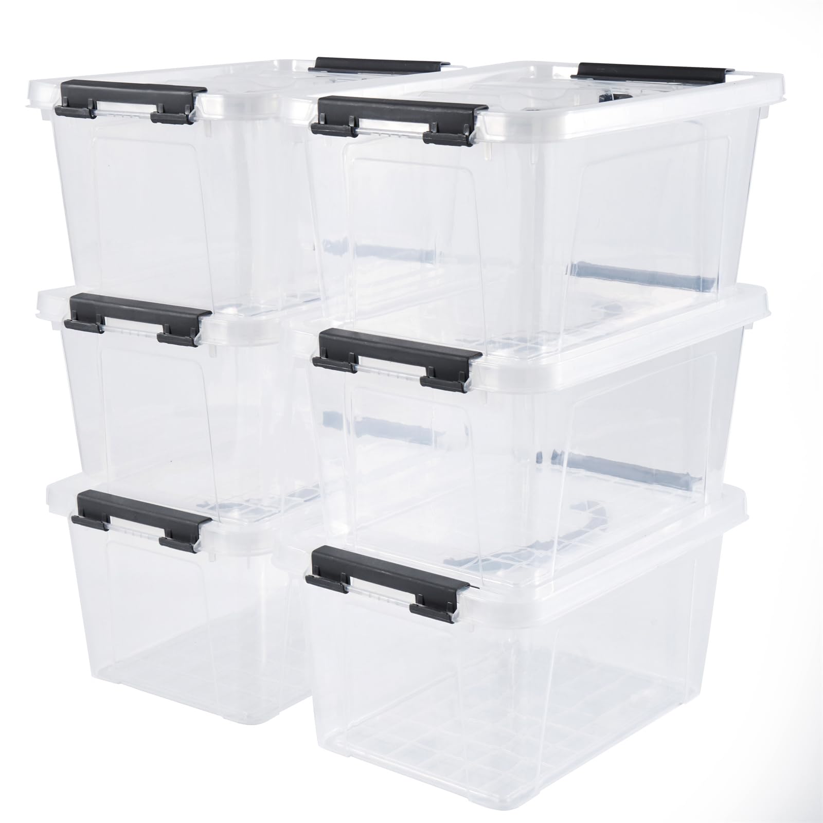 Amazon.com - Eslite 6 Quart Plastic Stackable Storage Latch Bins,Clear ...
