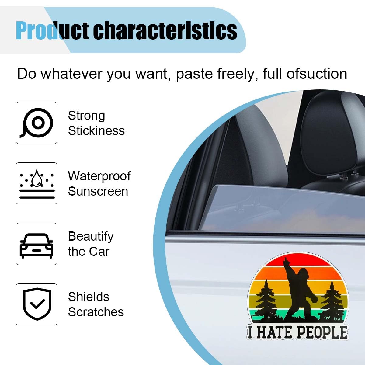 Snapklik.com : 5" I Hate People Car Sticker Decal, Waterproof Vinyl ...