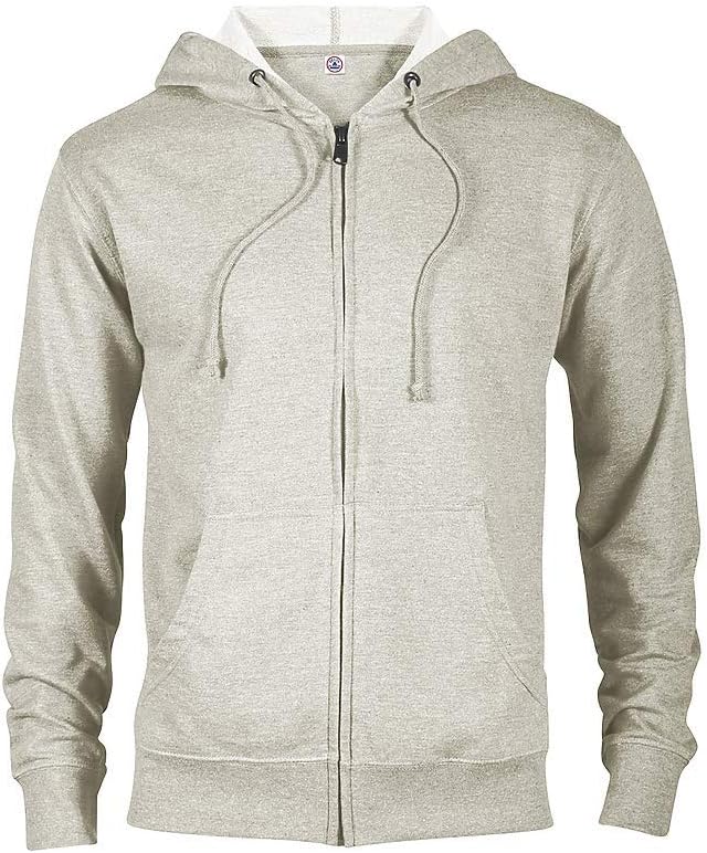 Amazon.com: Delta Apparel 97300 7 Oz FLC Zip Hood,Oatmeal Heather,S ...