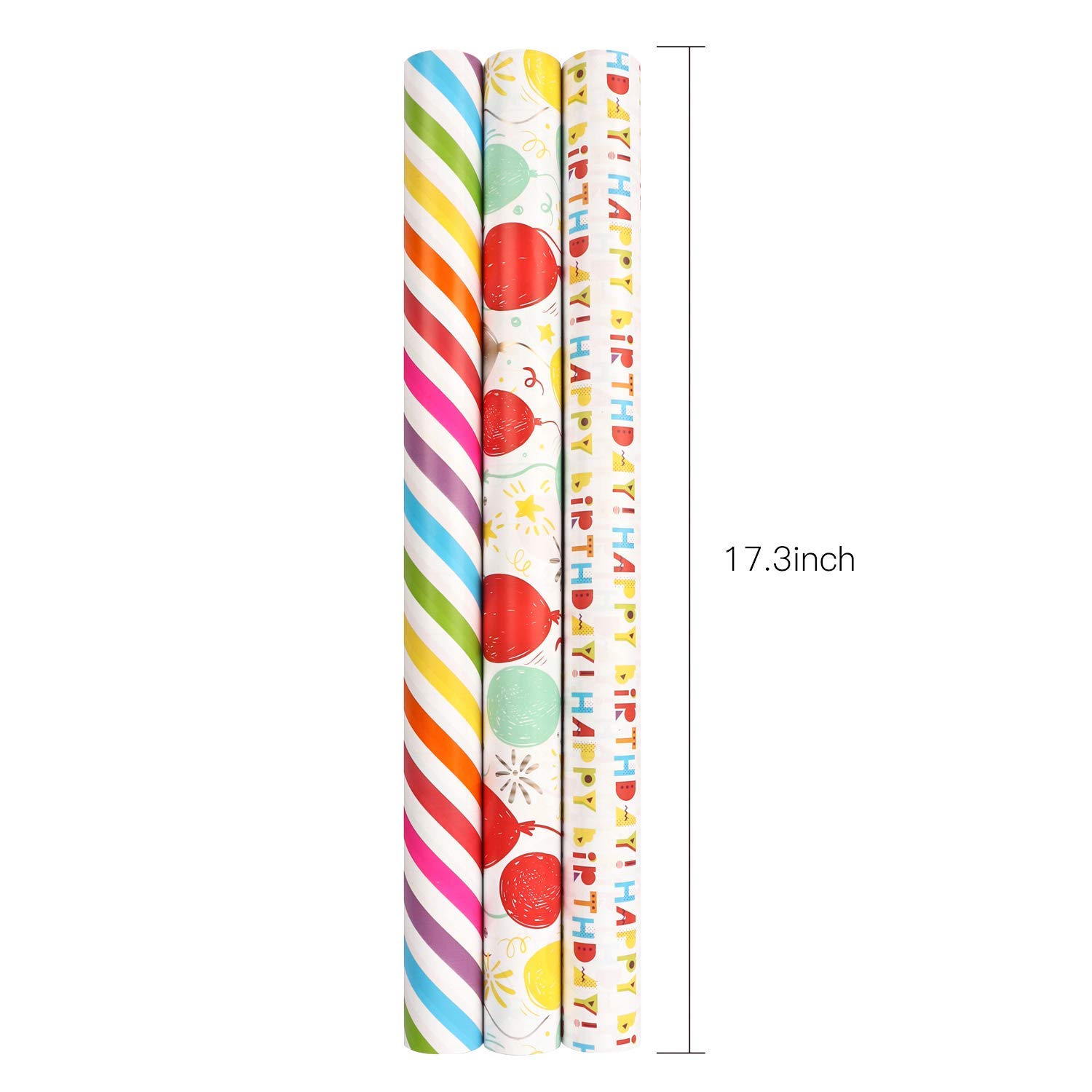 MAYPLUSS Birthday Wrapping Paper Roll - Mini Roll - 17 inch X 120 inch ...