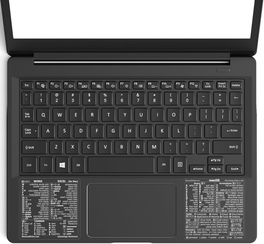 Amazon.com: SYNERLOGIC Chrome OS Reference Keyboard Shortcut Sticker ...
