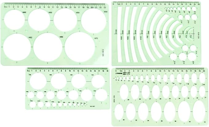 Amazon.com : JOYISEN 4PCS Circle Oval Radius Template Plastic Drawing ...