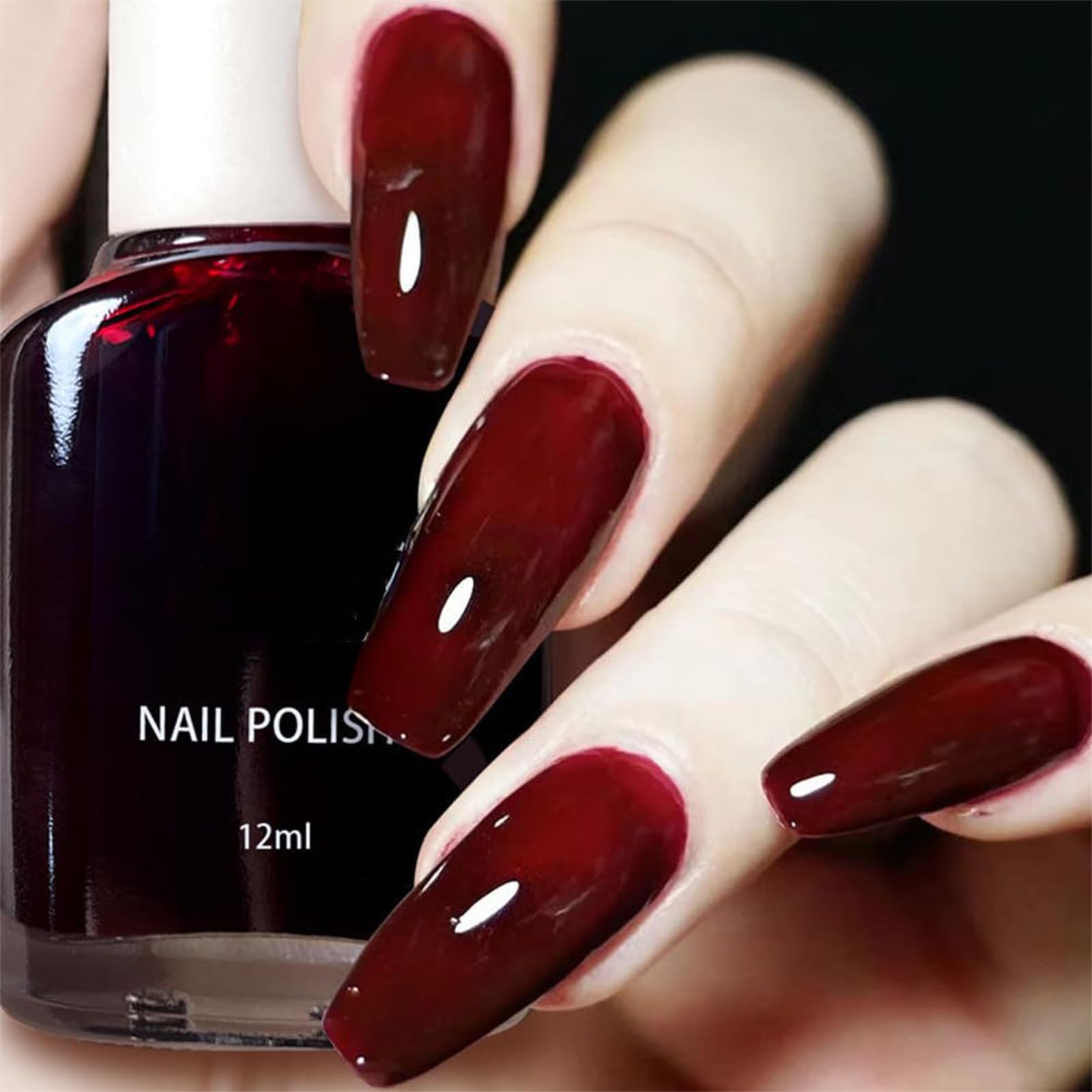 Amazon.com : Cherry Red Nail Polish, 12ml Wine Red Quick Dry Nail ...